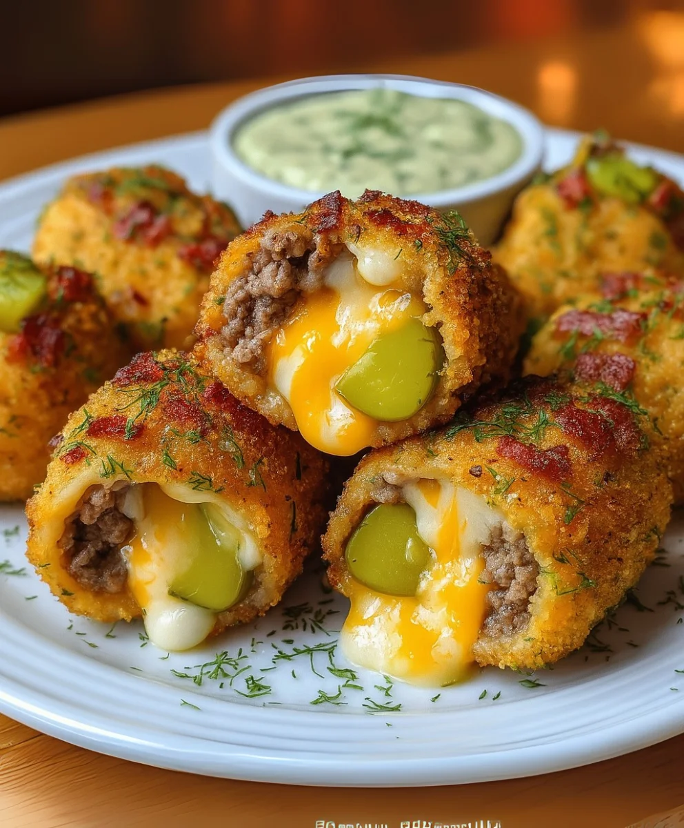 Dill Pickle Cheeseburger Mozzarella Bombs - Best World Recipes