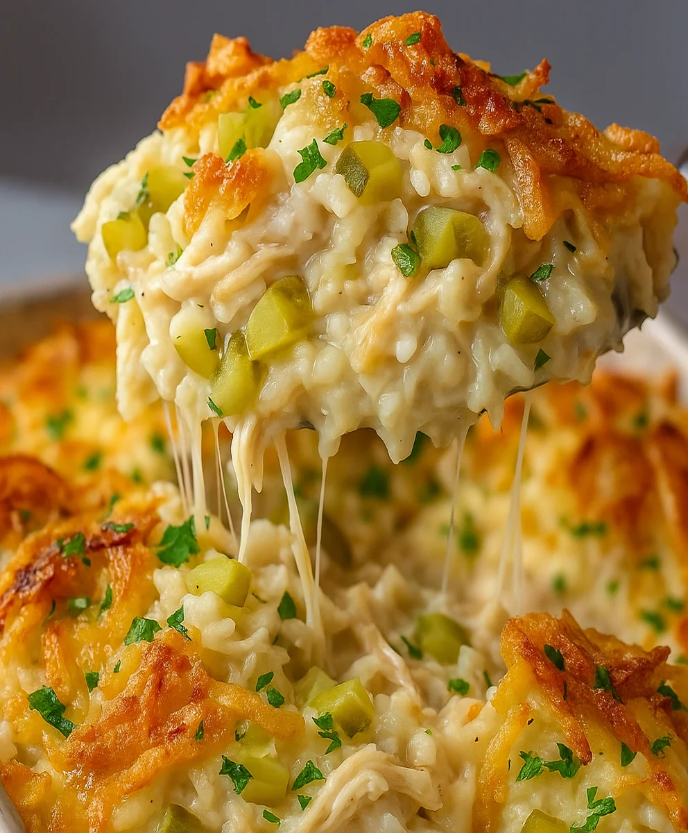 Dill Pickle French Onion Chicken Rice Casserole - Best World Recipes